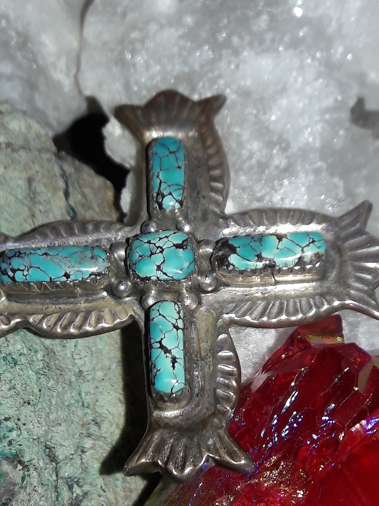 Turquoise and Silver Cross by George & Lupe Leekity - Identifying ...