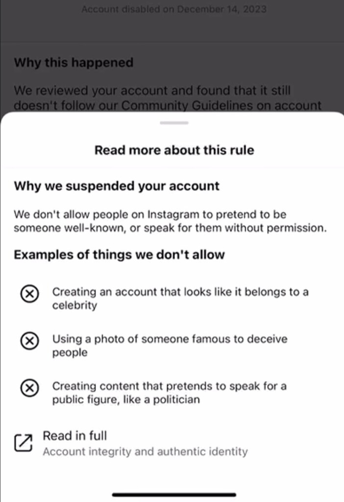 Manual Account Integrity (Impersonation types & Un-Appealed) IG restore ...